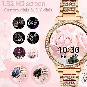 FILIEKEU Smart Watches Women Bluetooth Calls 1.32"Full Touch Screen Lady Watches IP68 Waterproof Fitness Activity Heart Rate Sleep Monitor Calories Stainless steel Women Smart Watches For Android IOS