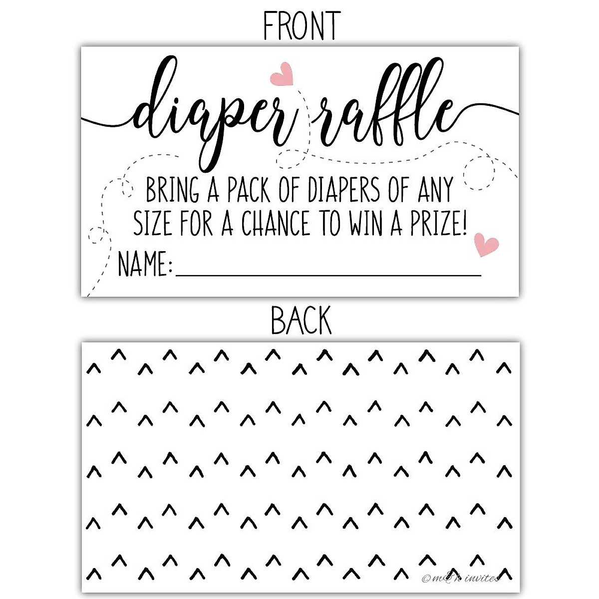 50 Sweet Heart Diaper Raffle Tickets | Gender Neutral Baby Shower Game
