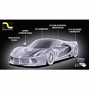 Drexler Ceramic Coating Kit 9h - Professional Grade, 3-5 Years of Gloss & Protection for Cars, 9h Hardness, Extra Hydrophobic Coating, High Shine Finish