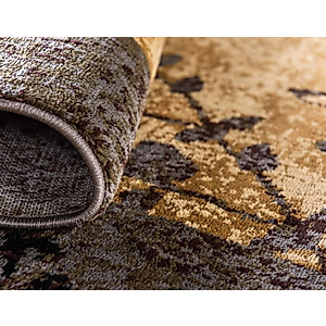 Unique Loom Barista Collection Area Rug - Pache (9' x 12' Rectangle, Beige/ Black)