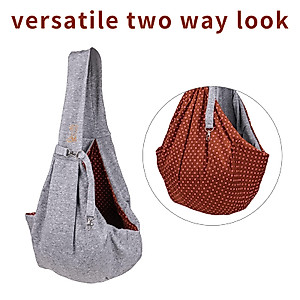 Small Dog Cat Sling Carrier,Hands Free Reversible Pet Carriers Bag,Pet Carrier Shoulder Crossbody Pet Slings Suitable for Puppy, Small Dogs, and Cats for Outdoor Travel (Grey)