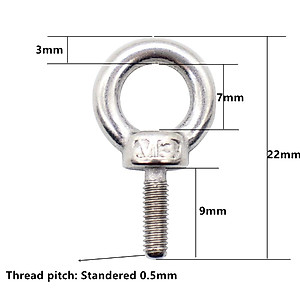 Eowpower 10 Pieces M3 Male Thread Machinery Shoulder Lifting Ring Eye Bolts