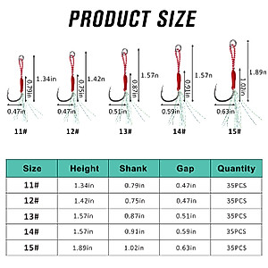 Assist Hooks Saltwater for Jigging,35pcs Micro Jigging Assist Hooks Slow Pitch Jigs Single Assist Fishing Hooks Dancing Stinger Jigging Hooks for Vertical Jigging Lures