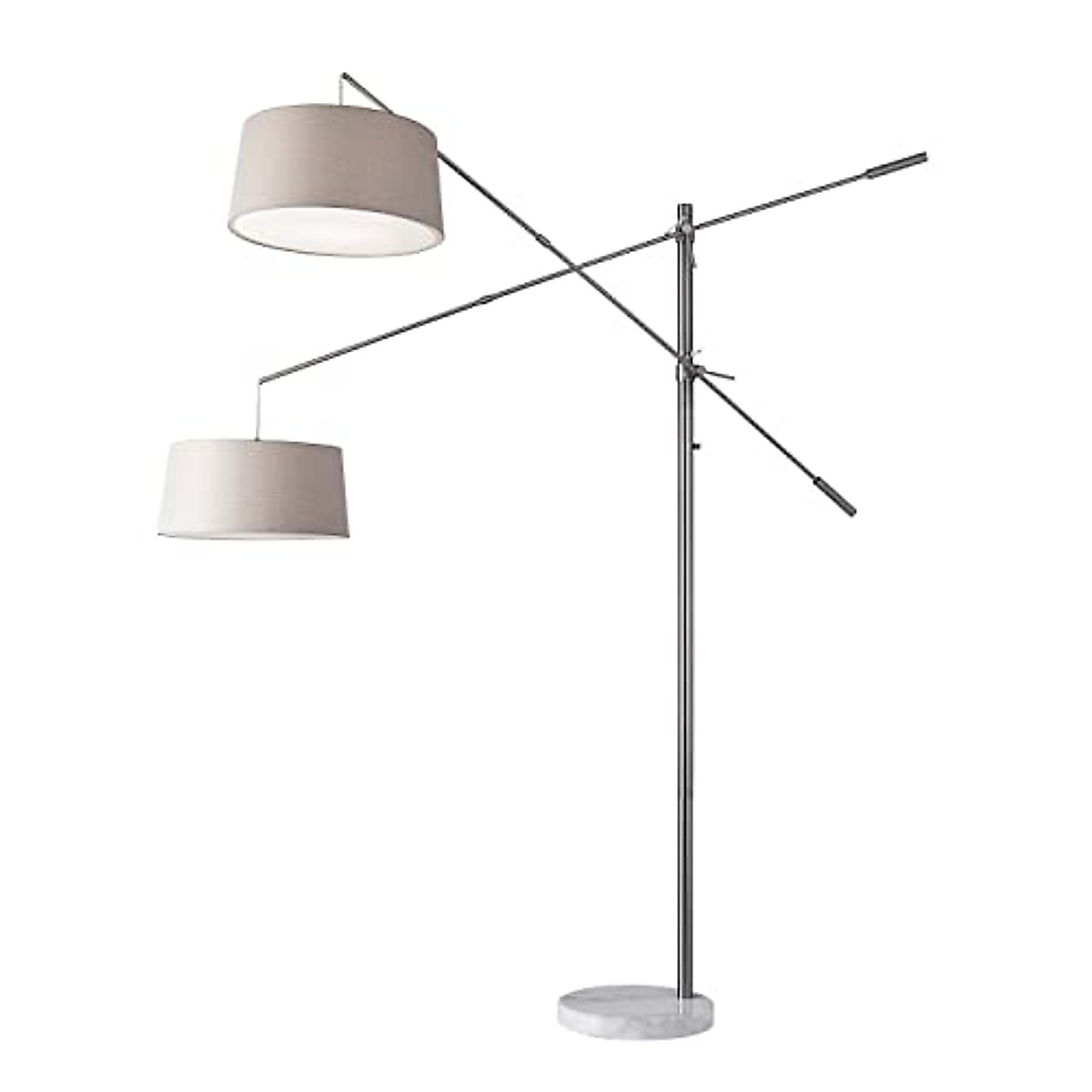 Adesso 5275-22 Manhattan Two-Arm Arc Lamp, 78-102 in., 2 x 150W Incandescent/ 13W CFL, Brushed Steel, 1 Floor Lamp
