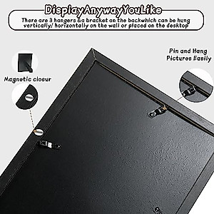 biuonga Kids Art Frames, Front Opening Picture Display for 3D Art, A4 Artwork, Crafts, and Drawings, Holds up to 50 Pieces, Perfect for Hanging, Portfolio Storage, and Children's Art (Black) 1pc