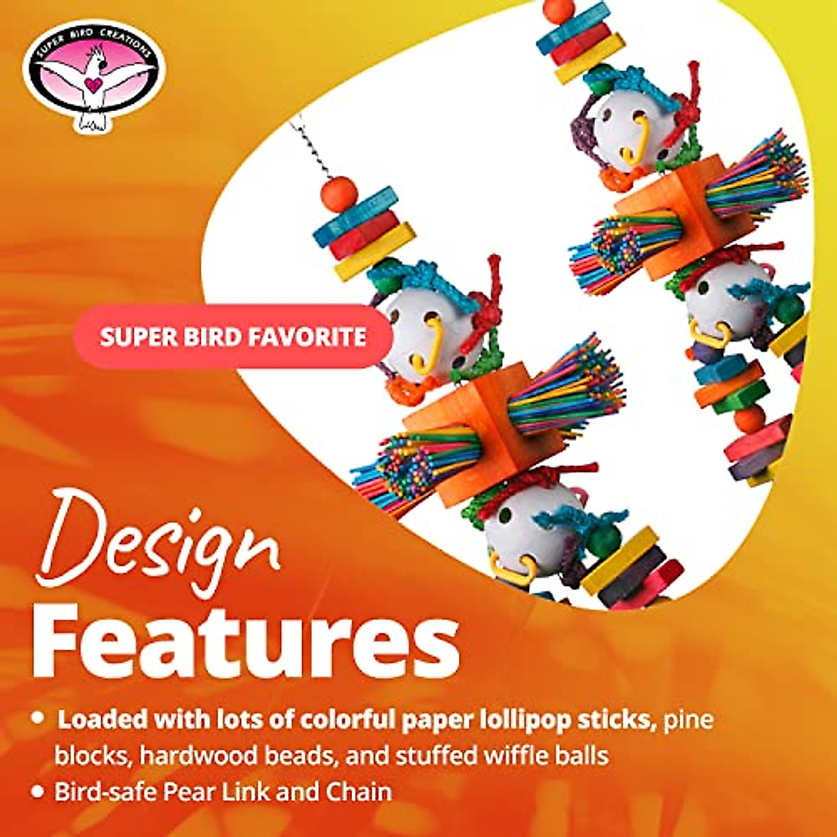 Super Bird Creations SB514 XL Willy Nilly Bird Toy, Large/XL Bird Size, 29" x 11"