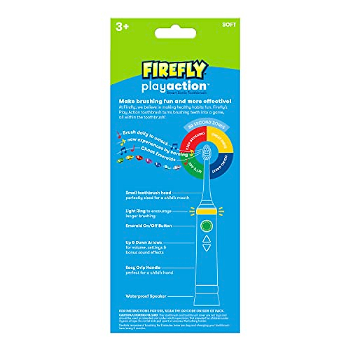 FIREFLY Play Action Sonic The Hedgehog Toothbrush Kit, Interactive Battery Operated Toothbrush with Lights, Music and Games, Batteries Included, Ages 3+
