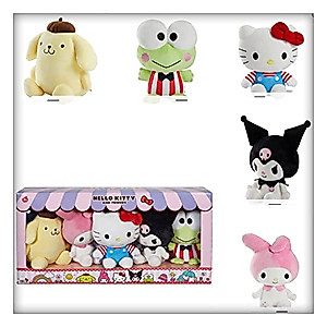 Hello Kitty and Friends 8" Collector's Set of 5 Plush Melody Kuromi Keroppi Pompompurin Stuffed Toy Soft Gift Pack