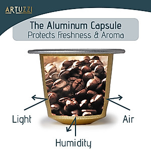 Artuzzi 60ct Compatible Nespresso Pods | Cookie, Almond, Hazelnut Flavored Pods for Original Nespresso | Italian Espresso I Aluminum & Recyclable