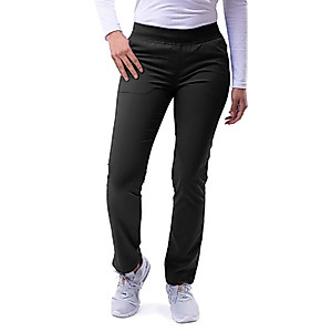Adar Pro Scrubs for Women - Skinny Leg Yoga Scrub Pants - P7102 - Black - M