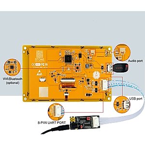 SCBRHMI 4.3 Inch Intelligent LCD HMI Serial Display Module with Program + Touch Screen + Free Powerful Software for Equipment Control Panel Arduino Raspberry pi ESP 32 ESP8266 STM32