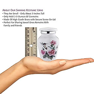 BOLD & DIVINE Small White Keepsake Urns |for Human or Pet Ashes | Mini Urns Set of 4 Hummingbird