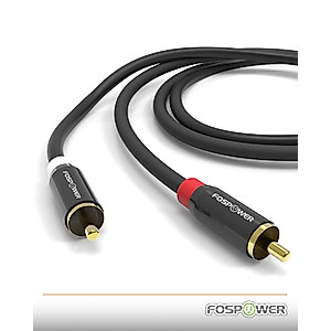 FosPower 2 RCA M/M Stereo Audio Cable [24K Gold Plated | Copper Core] 2RCA Male to 2RCA Male [Left/Right] Premium Sound Quality Plug - 15ft