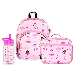 Wildkin 12 Inch Backpack and Lunch Box Bag Bundle with 16 Ounce Reusable Water Bottle (Ballerina)
