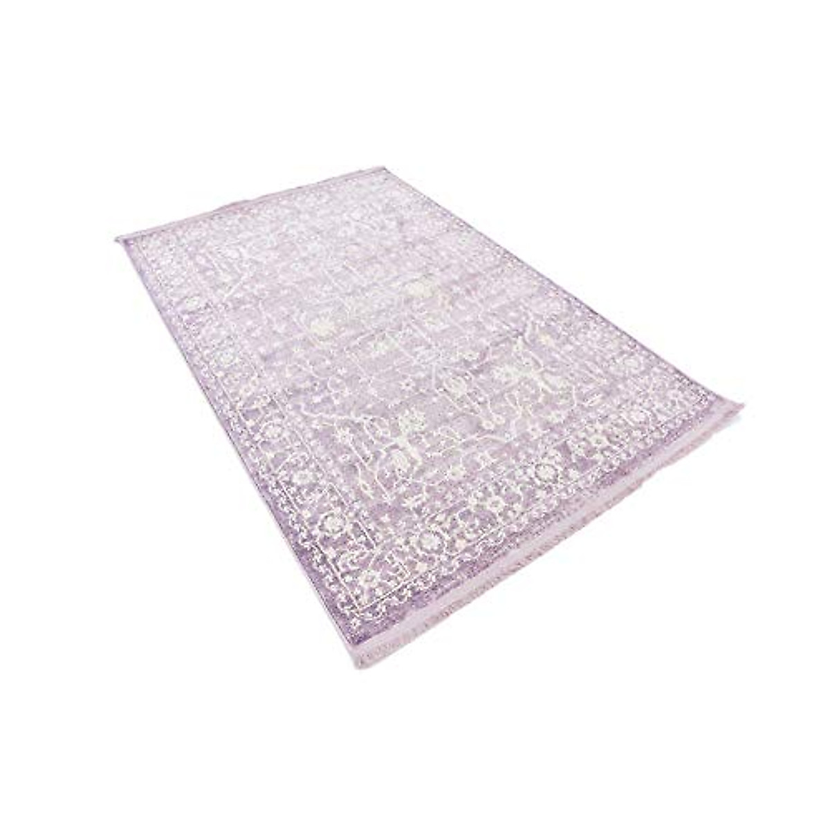 Unique Loom Traditional Classic Intricate Design Distressed Vintage Detail, Area Rug, 4 ft x 6 ft, Purple/Ivory
