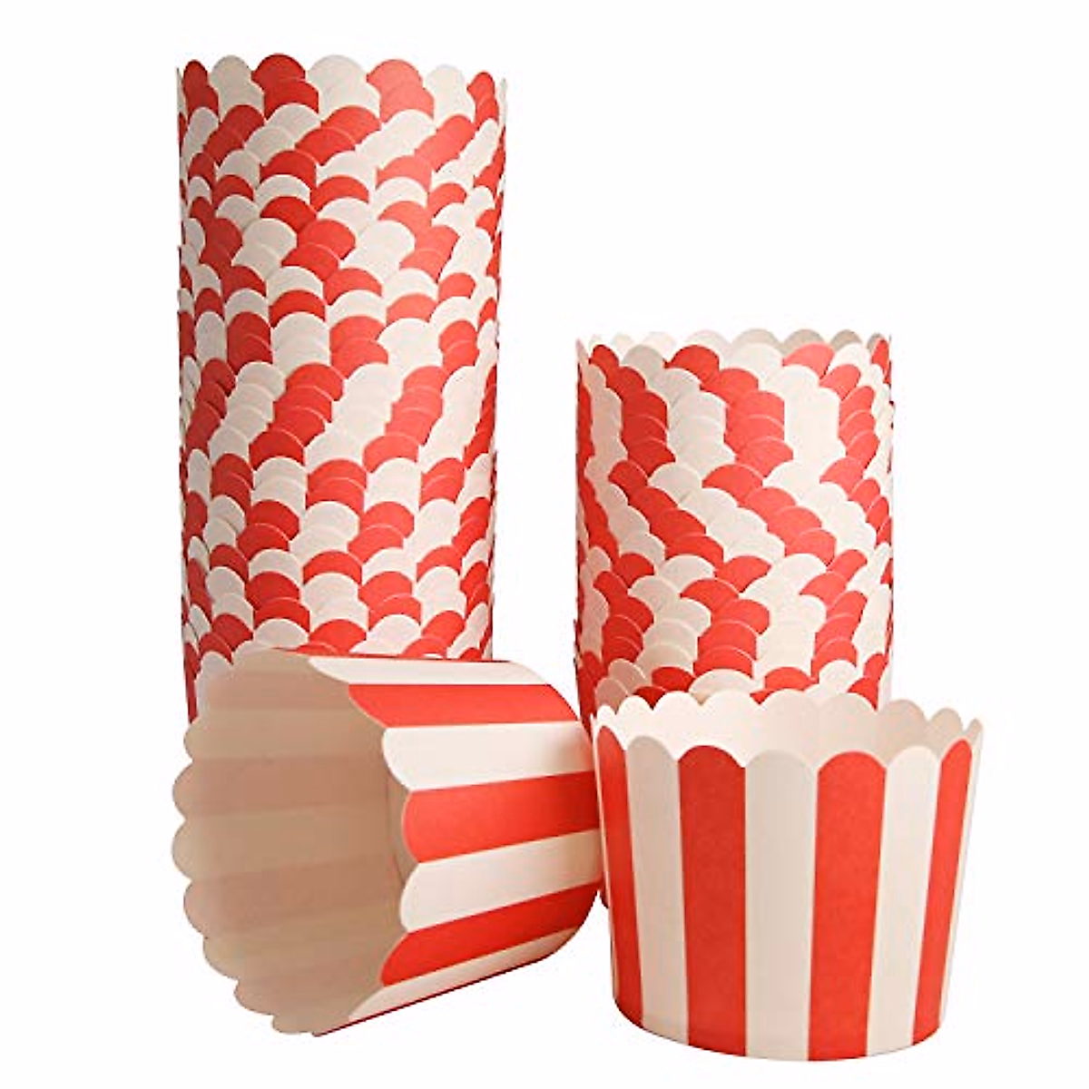 50-Pack Muffin Cups Baking Paper Cup Cupcake Muffins Liners Red and White Stripes Baking Cups, Bottom Dia 2.3 Inch