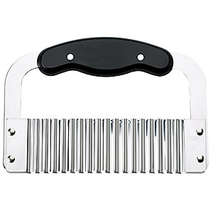 HIC Wavy Crinkle Cutting Tool Serrator Salad Chopping Knife and Vegetable French Fry Slicer, Steel Blade, 7.25-Inches x 5-Inches