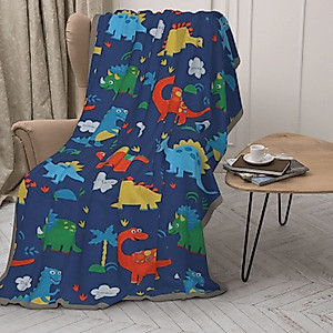 AIDIYANG Dinosaur Blanket for Boys, Kids Dinosaur Throw Blanket for Boys and Girls, Fluffy Cozy Dinosaur Fleece Blanket with Vibrant Colors and Cute Design for Sofa Bed Couch 50X60inch