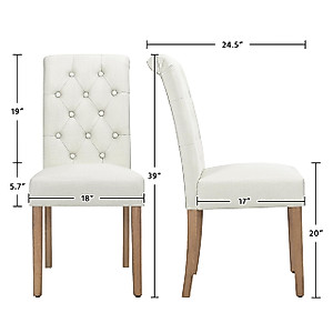 Yaheetech Dining Chair Dining Room Chair Living Room Side Chairs Tufted Parsons Chairs for Hotel, Restaurants, Wedding Banquet, Meeting, Celebration Beige, Set of 2