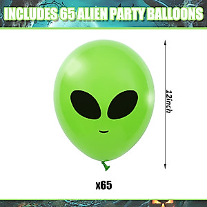 Whaline 65Pcs Alien Balloons Green Alien Party Latex Balloons UFO balloons Outer Space Aliens Decorations for Birthday Party Baby Shower Supplies Home Backdrop Decorations