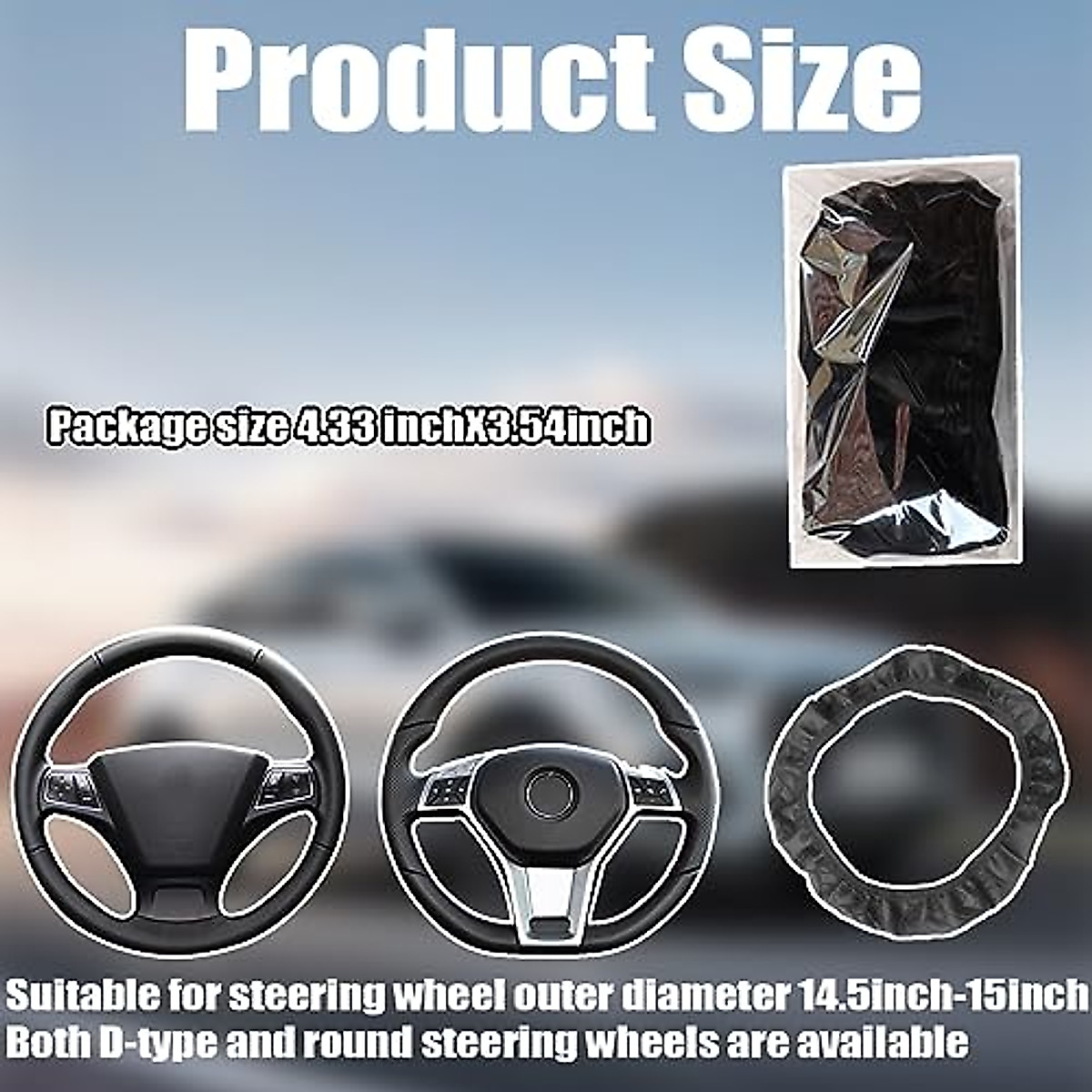 BELOMI Leather Elastic Steering Wheel Cover, Universal 15 Inch, Non-Slip and Breathable, Car Interior Accessories, Durable Waterproof Steering Wheel Protector Wrap for Sedan, SUV, Truck (Black)