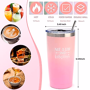20oz Insulated Tumblers with Lid & Straw, Makeup Bag, 7oz Scented Candles Birthday Gifts Sets for Women, Care Package for Women Gifts Rose Scented Candles, Get Well Soon Gifts Baskets for Women