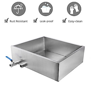 Marada Maple Syrup Evaporator Pan 304 Stainless Steel with One Valve Two Interfaces Kitchen Implements, Maple Syrup Boiling Pan Condensate Pan (24" L x 24" W x 10" H)