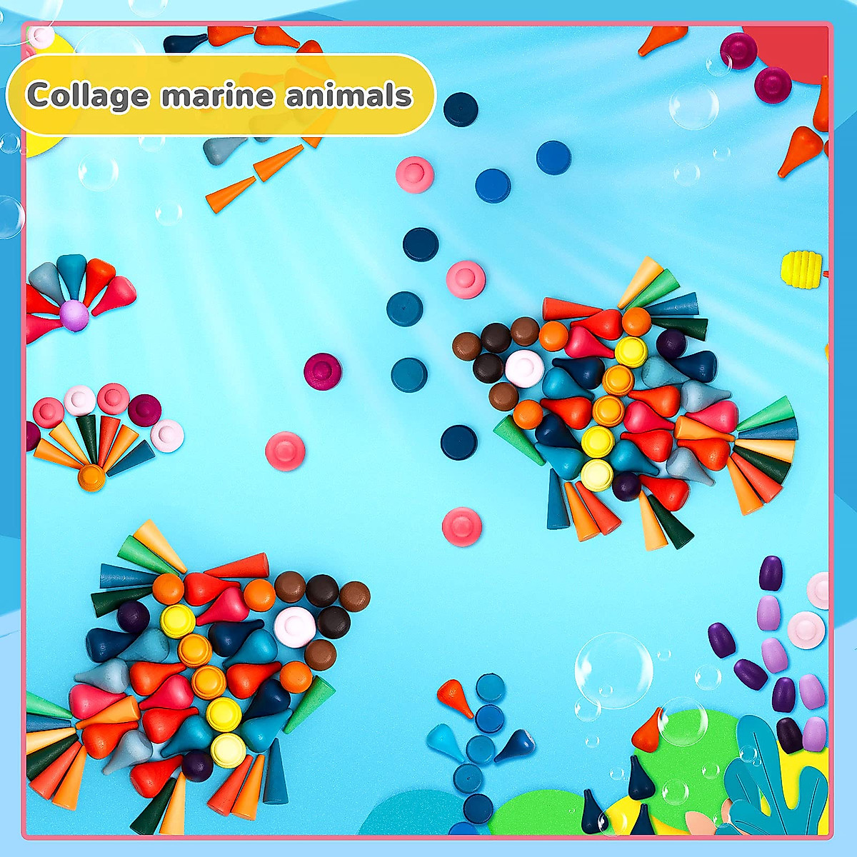 Loose Parts Play Materials Set Wooden Mandala Toys Kit Wood Sensory Play Toys 27 Rainbow Color 7 Shapes Loose Parts for Teens Students Early Learning Materials (81)