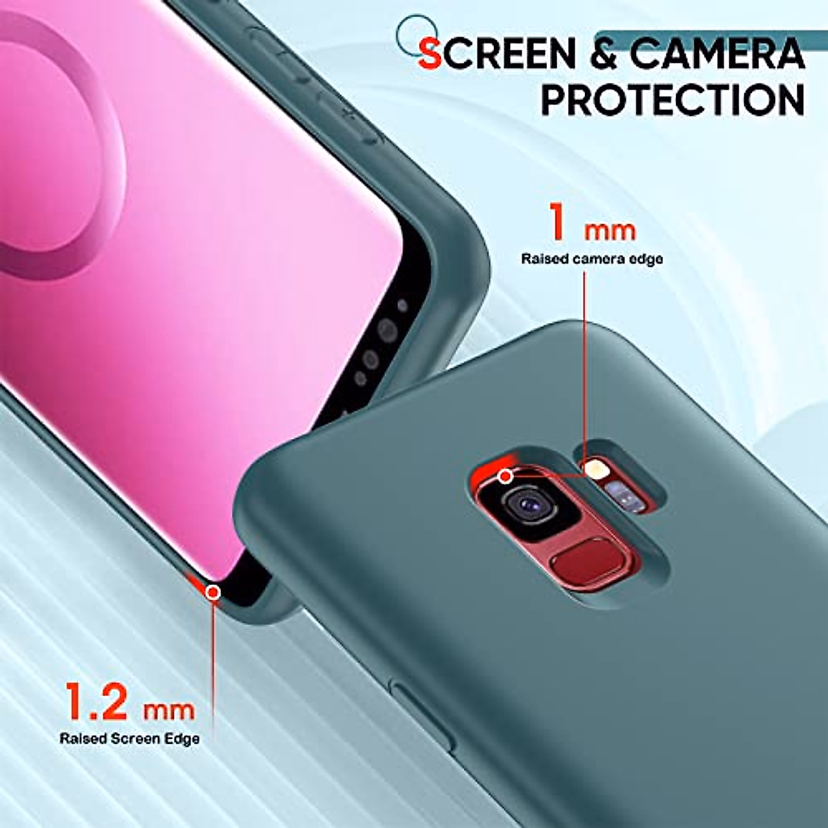 LeYi Galaxy S9 Case, Ultra Slim Shockproof Silicone Protective Cover with Microfiber Lining, 3 Layers, Green