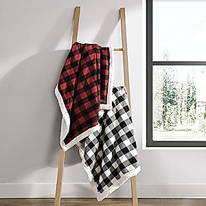 Eddie Bauer - Throw Blanket, Reversible Sherpa Fleece Bedding, Buffalo Plaid Home Decor for All Seasons (Red Check, Throw)