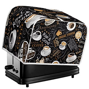 AFPANQZ Coffee Print Kitchen Toaster Covers Universal 4 Slice Bread Toaster Cover Protection Stain Resistant Dustproof Bread Maker Covers