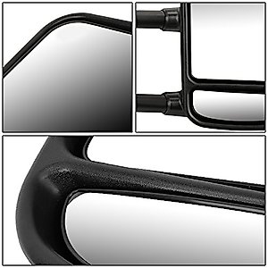 Pair of Black Textured Manual Telescoping Extenable Side Rear View Towing Mirrors Compatible with Ford E-Series 03-14