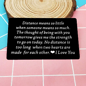 Engraved Wallet Inserts Card,Long Distance Couples Gift for Boyfriend,Long Distance Gift,Metal Wallet Love Note Card for Him Her,Military Deployment Gift for Husband Christmas Birthday Gift for Men
