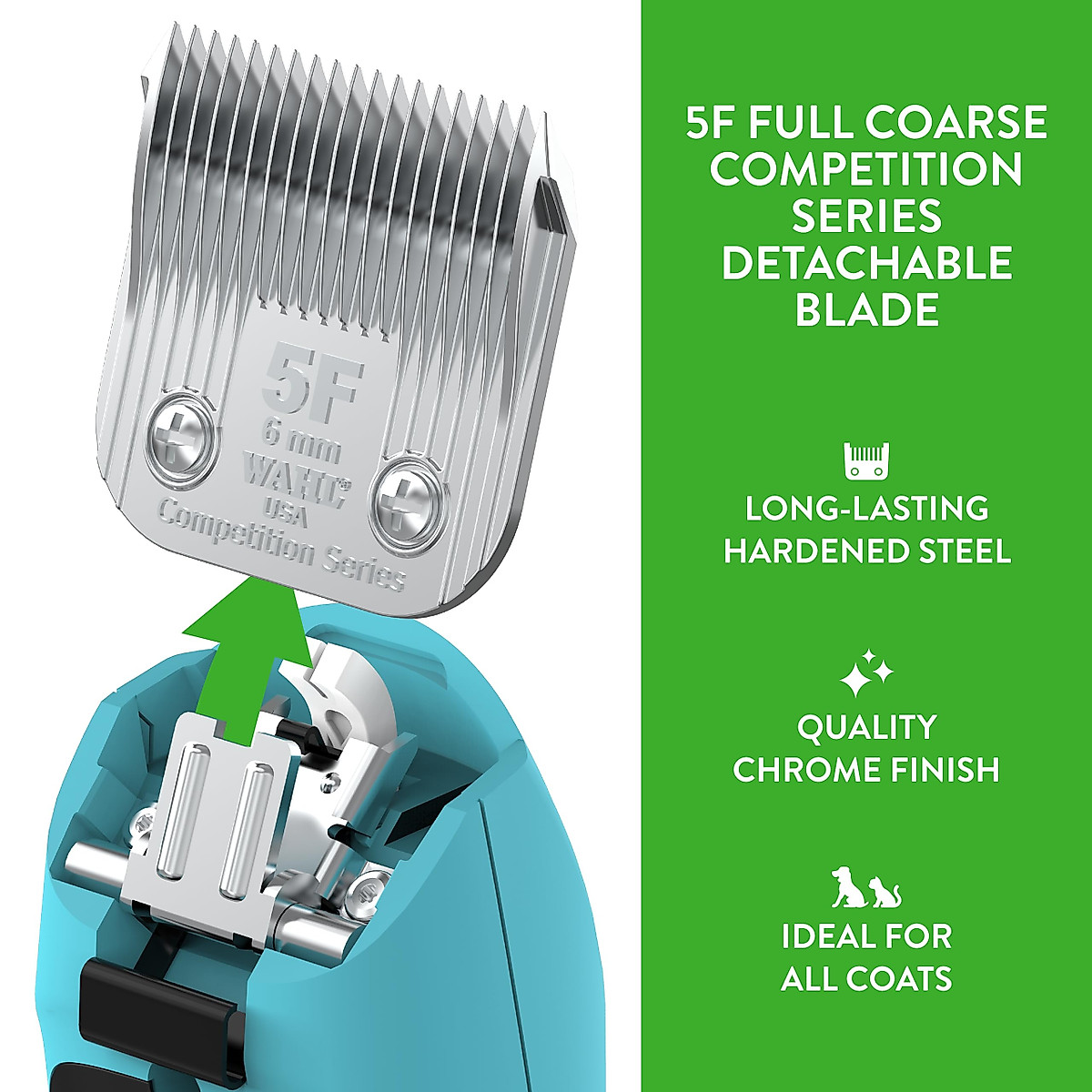 Wahl Professional Animal Competition Series Detachable Blade - 15/64-Inch Cut Length, 5F Full Coarse (2372-100)