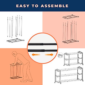 happhom Shoe Rack, 3-Tier Expandable Shoe Rack for Closet Floor, Shoe Organizer, Space Saver Shoe Shelf with Smart Design, Small Shoe Rack for Entryway, Cabinet and Small Spaces, Dark Grey (CSR-02)