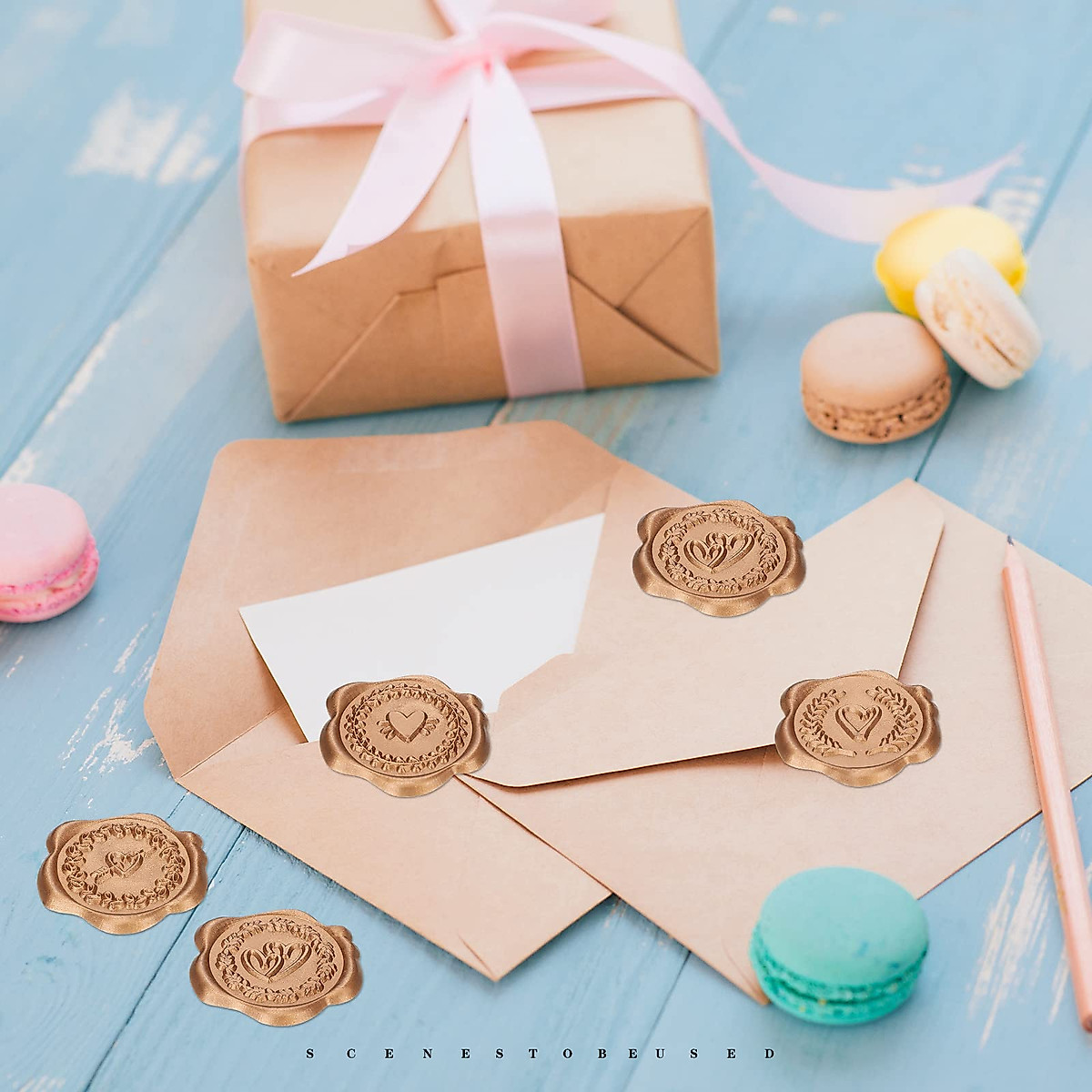 80 Pieces Wax Seal Stickers Envelope Seal Stickers Wedding Invitation Envelope Seals Self Adhesive Gold Stickers for Invitations Cards Party Favors (Heart Style)