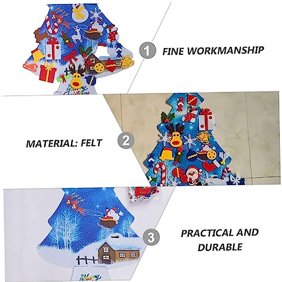SAFIGLE 1 Set DIY Christmas Tree Artificial Christmas Tree Hand Decor DIY Crafts Christmas Felt Sticker New Year Felt Game Wall Xmas Tree Ornament Children DIY Felt Xmas Tree Felt Crafts