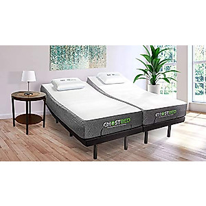 GhostBed Custom Adjustable Power Base Luxe 13" Cooling Gel Memory Foam Mattress (Split King)