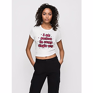 Baby Tees for Teen Girls Y2K Letter Print Crop Top Grunge Women T-Shirt Small