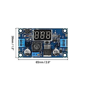 MECCANIXITY DC-DC Buck Converters Voltage Regulators LM2596 2.5-40V to 1.25-37V 3A Blue for Power Transformers with LED Display Pack of 2