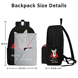 Psxnvid Dog Print Backpack Cartoon Funny Chihuahua Dog Backpacks Travel Hiking Laptop Backpack for Men Women Girls Boys