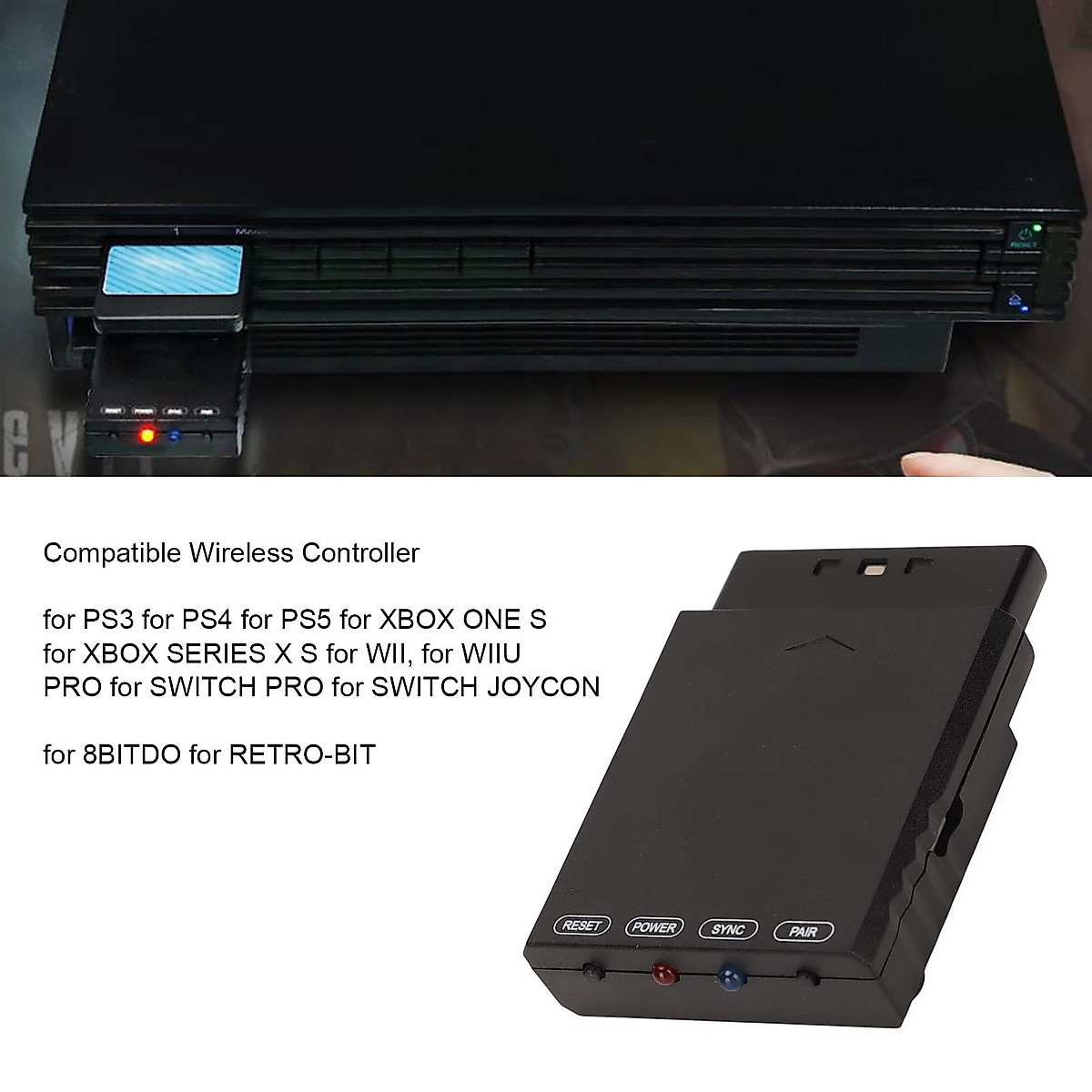 ASHATA Adapter for Multiplayer, Controller Adapter Bluetooth Controller Adapter for for PS1 for PS3 for PS4 for PS5 for Switch for Xbox for Wii for 8bitdo