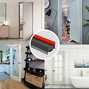 2 Pack Door Draft Stopper, 36” Cuttable Weather Stripping Door Seal， Strong Adhesive Door Sweep for Exterior and Interior Doors. (2, Black)