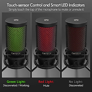 CMTECK USB Microphone, Podcast Microphone with Pop Filter & Mute Button, Compatible Desktop Computer and Laptop