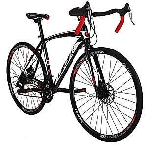 EUROBIKE Road Bike,54cm Frame Road Bicycle for Men and Women,21 Speed Adult Bike,Disc Brake 700C Bike,Blackwhite (Blackwhite-54cm)