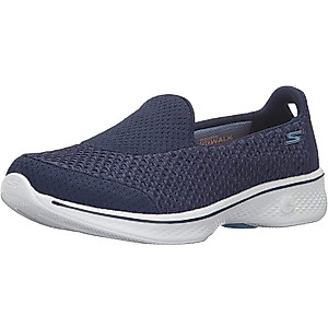 Skechers Performance Women's Go Walk 4 Kindle Slip-On Walking Shoe, Navy/White, 9.5 Wide
