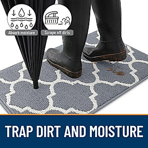 OLANLY Indoor Door Mat, 20x32, Non-Slip Absorbent Resist Dirt Entrance Mat, Washable Low-Profile Inside Floor Mat Doormats for Entryway, Grey