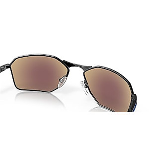 Oakley Men's OO6047 Savitar Rectangular Sunglasses, Satin Black/Prizm Sapphire Polarized, 58 mm