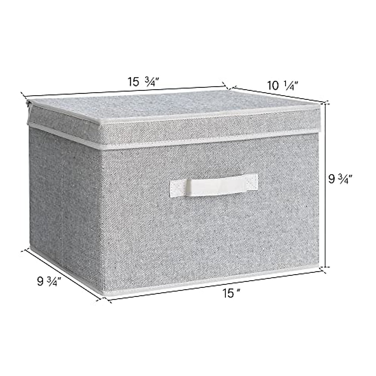 StorageWorks Decorative Storage Boxes, Storage Basket With Lid And Handles, Gray, Large, 2-Pack, 15 ¾" L x 10 ¼" W x 9 ¾" H