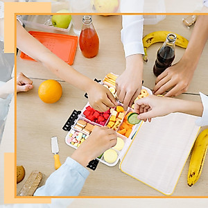 Menkxi Charcuterie Snackle Box, Waterproof Travel Charcuterie Containers Box with Lid Keeps Snacks Fresh Dry, Removable Dividers 24 Compartments, Ideal for the Boat, Beach, Picnics (Yellow)